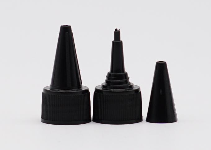 Long Nozzle Solid Black Plastic Screw Caps 18mm 20mm 24mm 28mm Ribbed ...