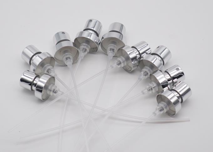 18 / 400 Cosmetic Aluminum Silver Perfume Pump Crimp Spray Pump With Collar