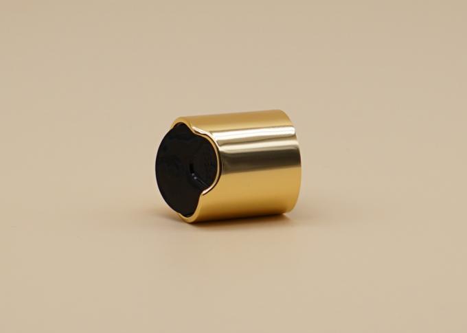 Shiny Gold Disk Top Cap , Bottle Cap Closure 24mm Neck For Body Lotion